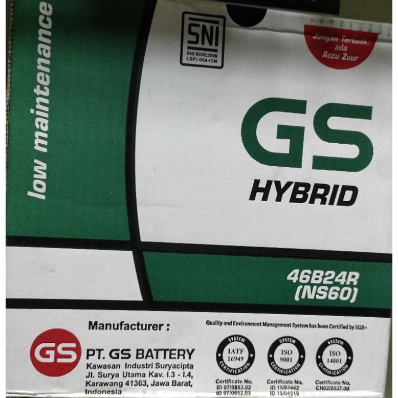 Jual ACCU / AKI GS HYBRID NS60 (46B24R) | Shopee Indonesia