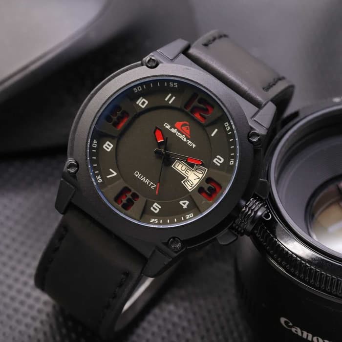 Jual JAM PRIA QUICKSILVER KULIT TANGGAL HARI BLACK ANGKA RED. | Shopee ...