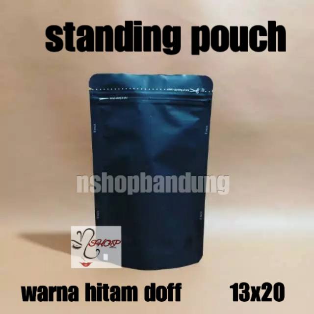 Jual STANDING POUCH ALUMINIUM FOIL WARNA HITAM 13X20 KEMASAN KPACK ...