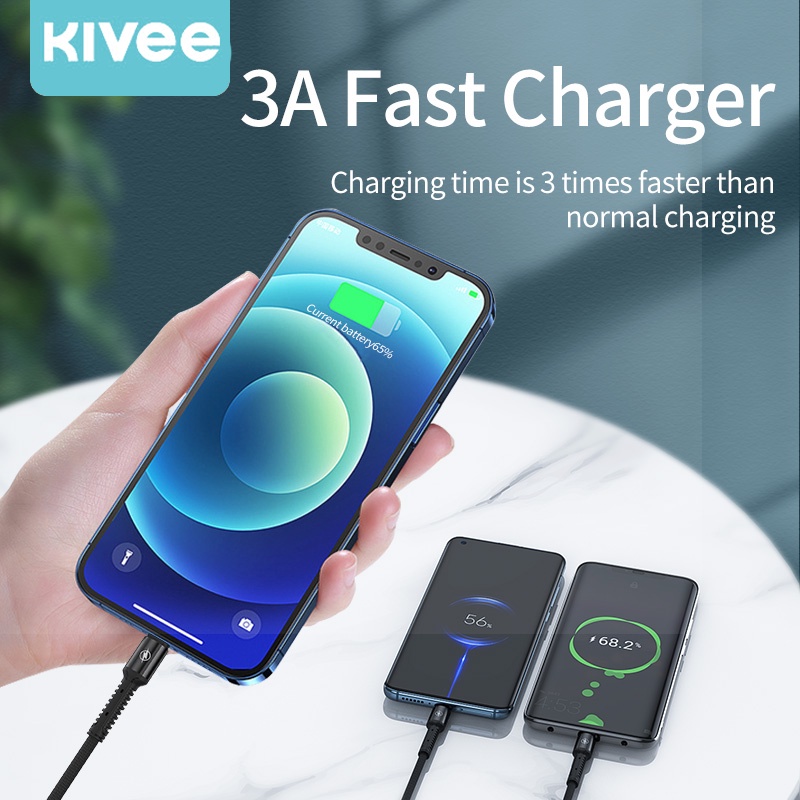 Jual KIVEE Kabel Data 3 in 1 Fast Charging 18W 3.0A USB to Lightning ...