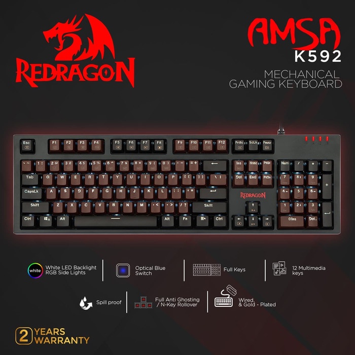 Jual Redragon Mechanical Gaming Keyboard Optical AMSA - K592 | Shopee ...