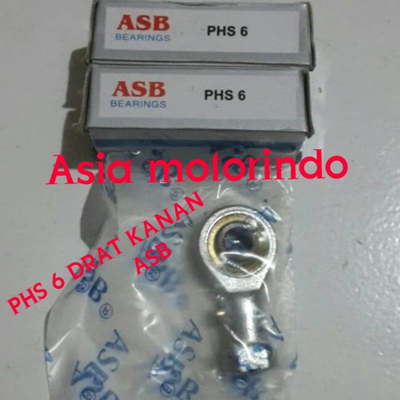 Jual bearing rod end PHS 6 DRAT KANAN ASB laher pillow ball PHS 6 DRAT kanan ASB diameter AS 6mm ...