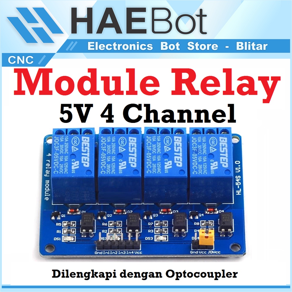 Jual [HAEBOT] Relay Saklar Module Modul 5V 4 Channel Aktif Low SPDT ...