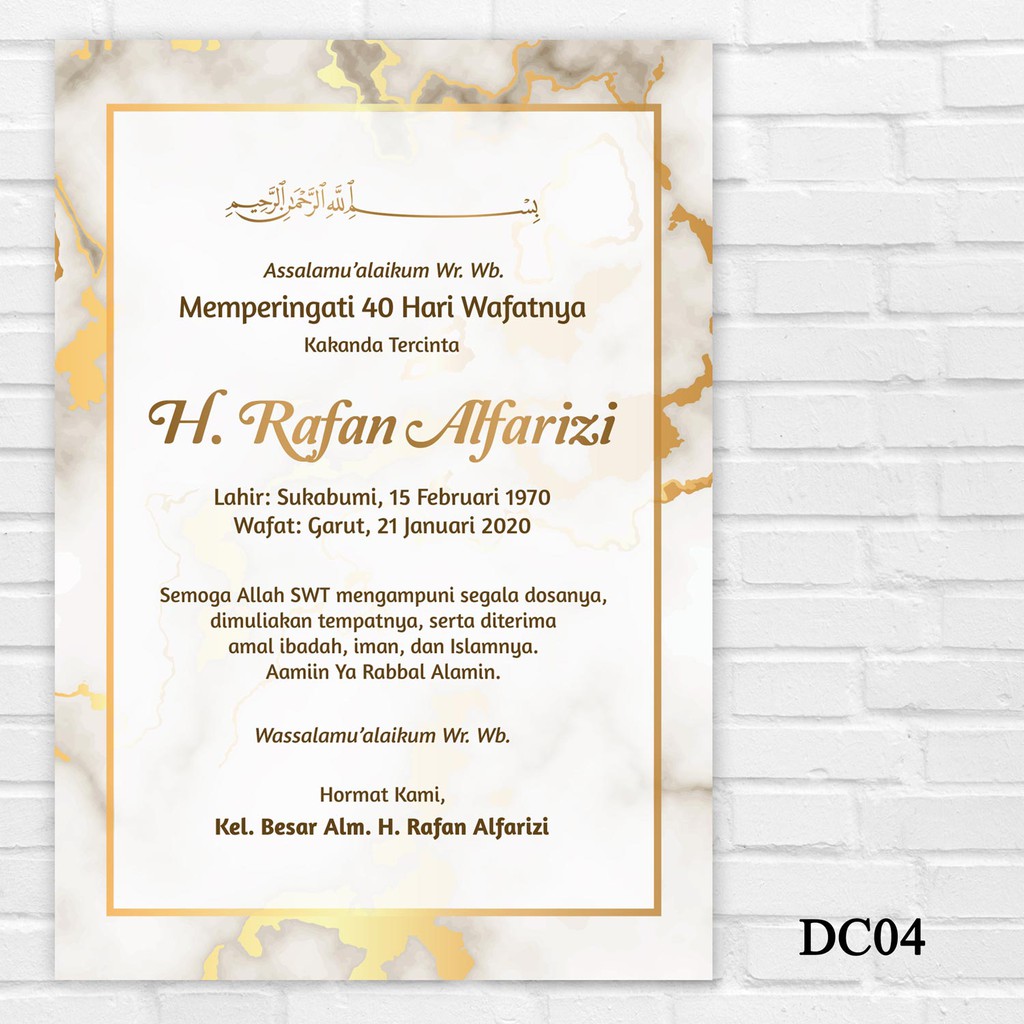 Jual Stiker kartu memperingati 40 / 100 /1000 hari wafat meninggal ...