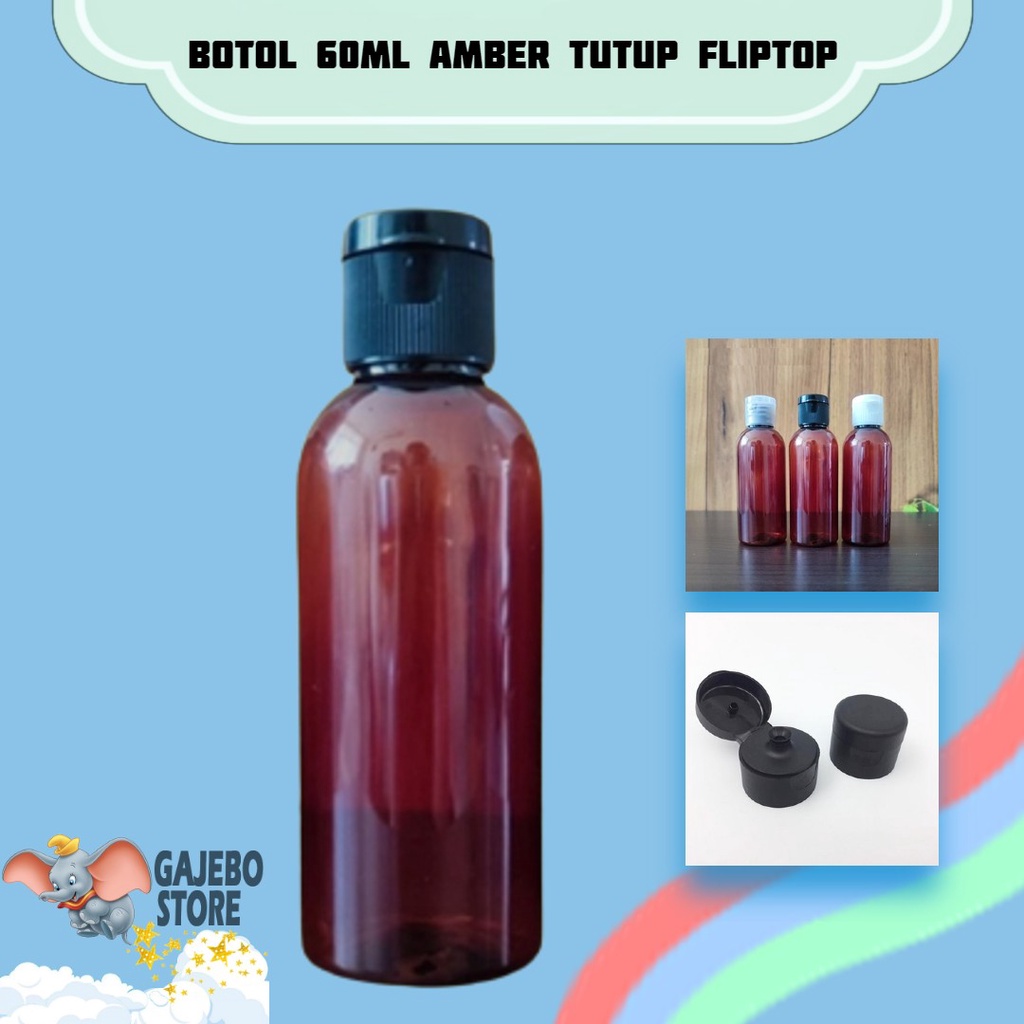 Jual BOTOL 60ML PLASTIK AMBER TUTUP FLIPTOP N18 / BOTOL FLIPTOP AMBER 60ML BOTOL ISI ULANG ...