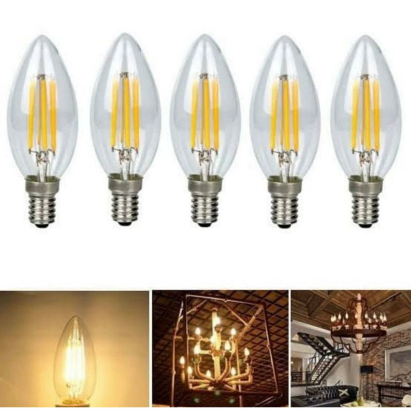 Jual lampu candle led e14 4 watt 4w lampu led lilin e14 lampu filament ...