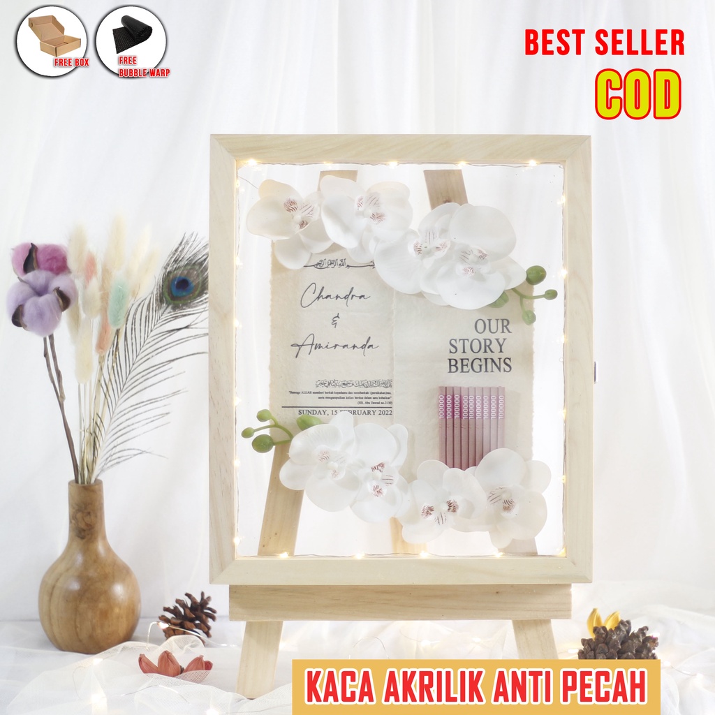 Jual Mahar pernikahan bingkai rustic kado wedding mahar wedding 40x30cm pigura frame 3d | Shopee ...