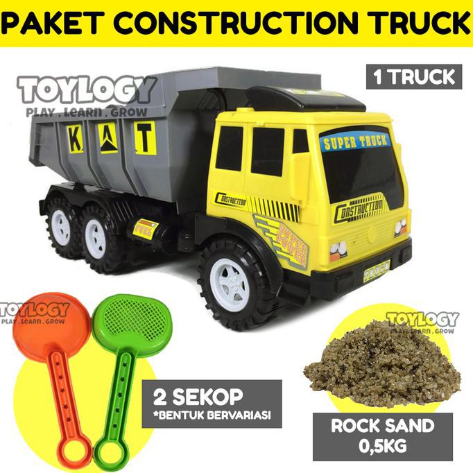 Jual PAKET Mainan Anak Construction Truck Truk Pasir Ajaib Sekop Rock ...