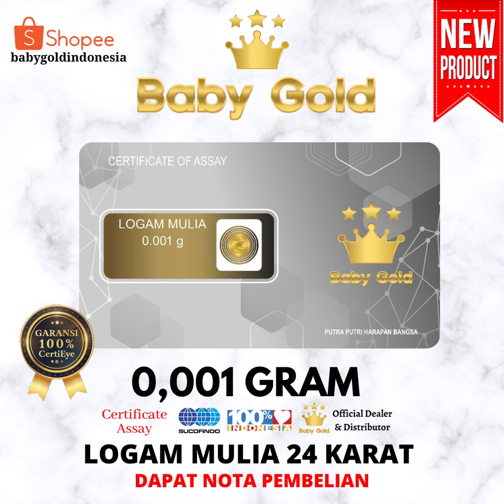 Jual EMAS MINI GOLD BABYGOLD 0.001gram DIJAMIN ORIGINAL 24 KARAT ASLI ...