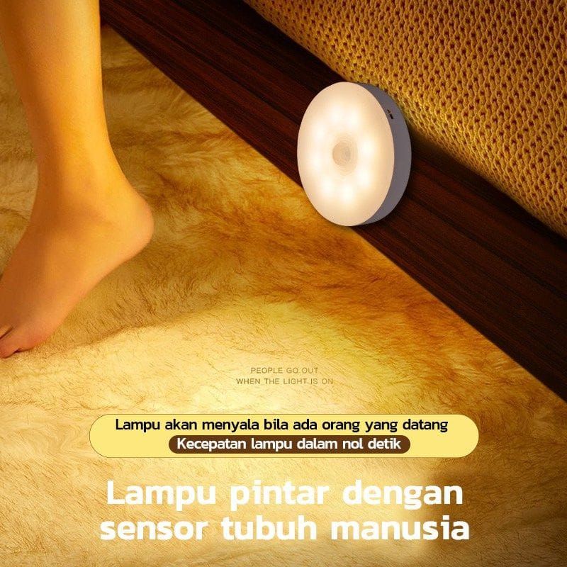 Jual lampu LED tempel bulat magnetic sensor gerak usb charging lampu ...