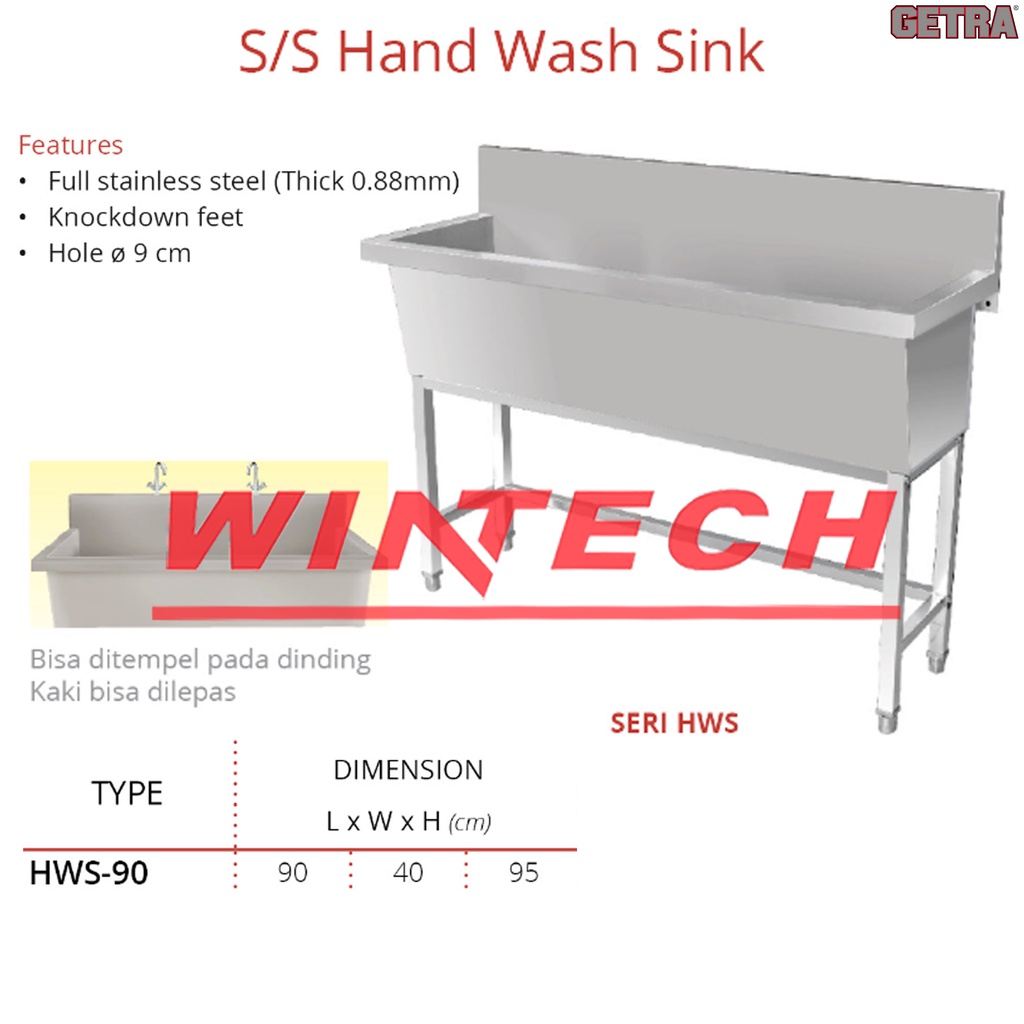 Jual Getra HWS-90 SS Hand Wash Sink Atau Washtafel Tempat Cuci Tangan ...