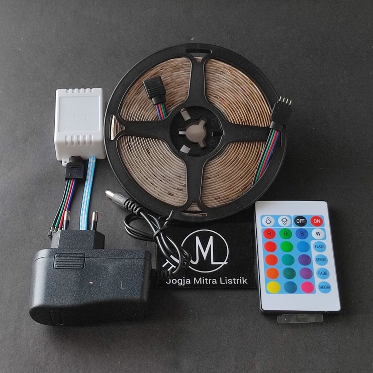 Jual LED STRIP RGB BOSSECOM + REMOTE ADAPTOR 54 LED | Shopee Indonesia