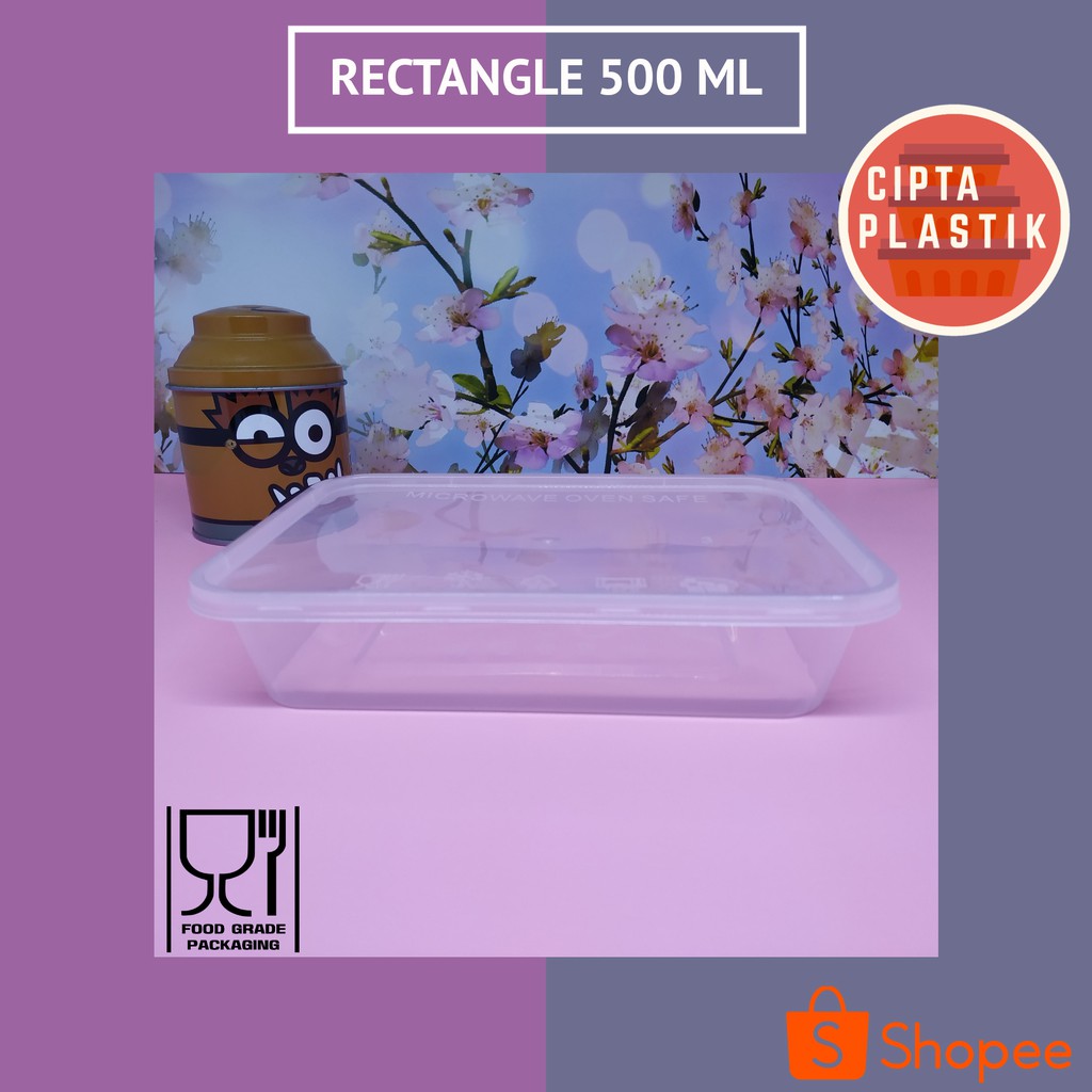 Jual Thinwall 500 Ml Rectangle Kotak Makan Plastik Persegi Panjang Food