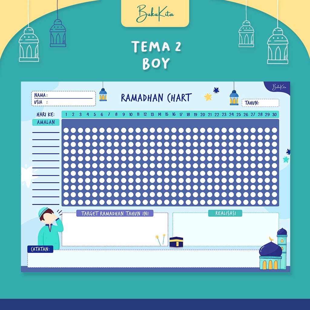 Jual Ramadhan Chart Monthly Planner Schedule Board Poster Edukasi Anak ...