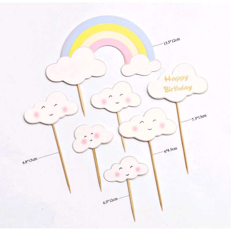 Jual toper kertas rainbow unicorn awan cake dekor kertas | Shopee Indonesia