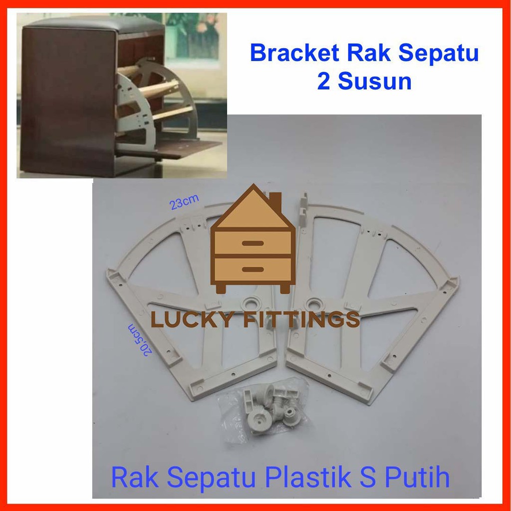 Jual Rak Sepatu Bracket Fitting Engsel Lemari Putar 2 Susun Plastik ...