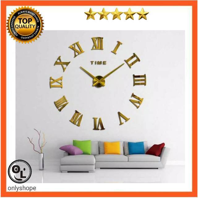 Jual Jam Dinding Besar Raksasa Unik Angka Romawi DIY Unik Analog 80 ...