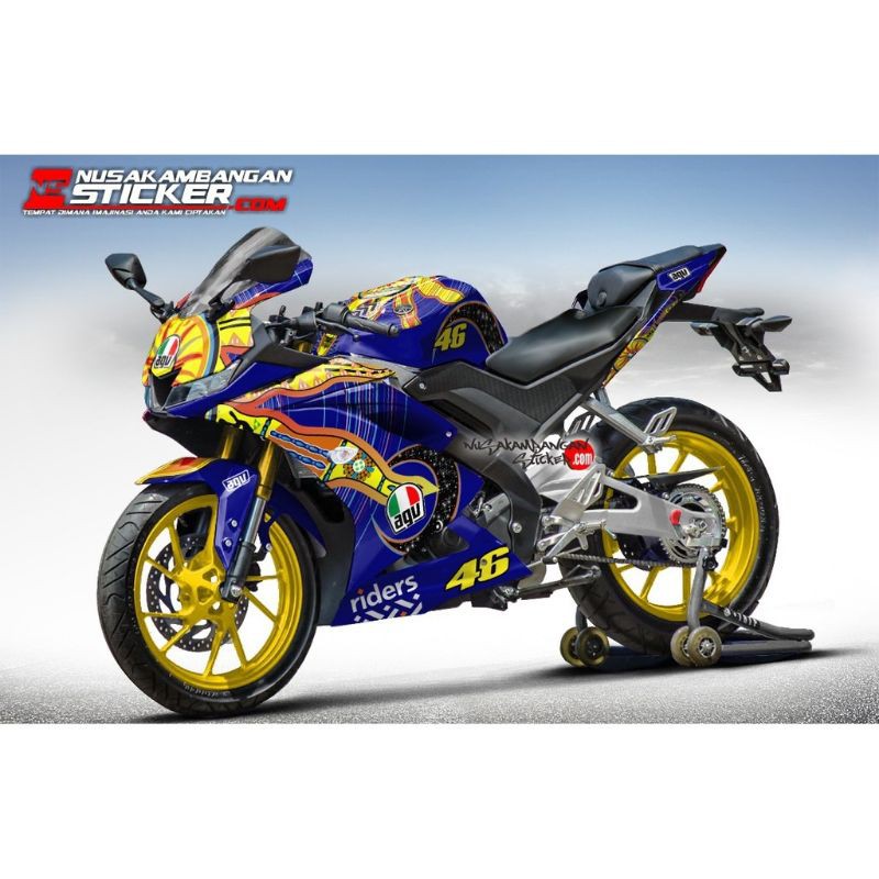 Jual Decal Stiker Motor Yamaha R15 V3 Full Body Kuning Biru 46 Grafis ...