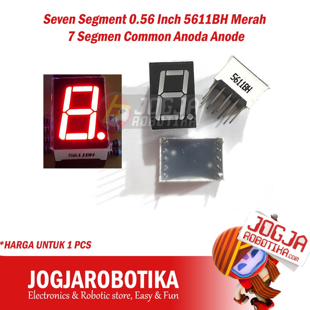 Jual Seven Segment 0.56 Inch 5611BH 5161BS Merah 7 Segmen Common Anoda ...