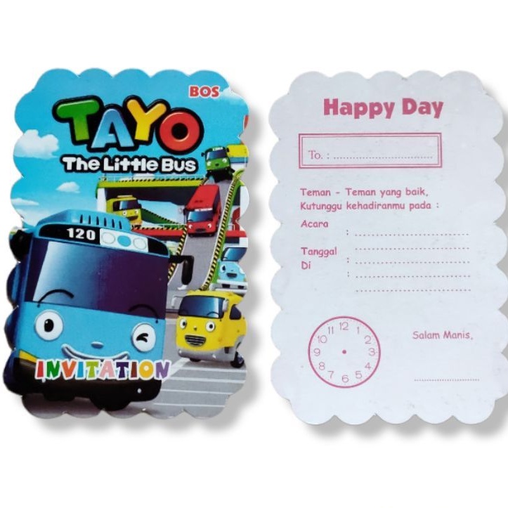 Jual Kartu undangan ulang tahun ultah happy birthday karakter tayo the ...