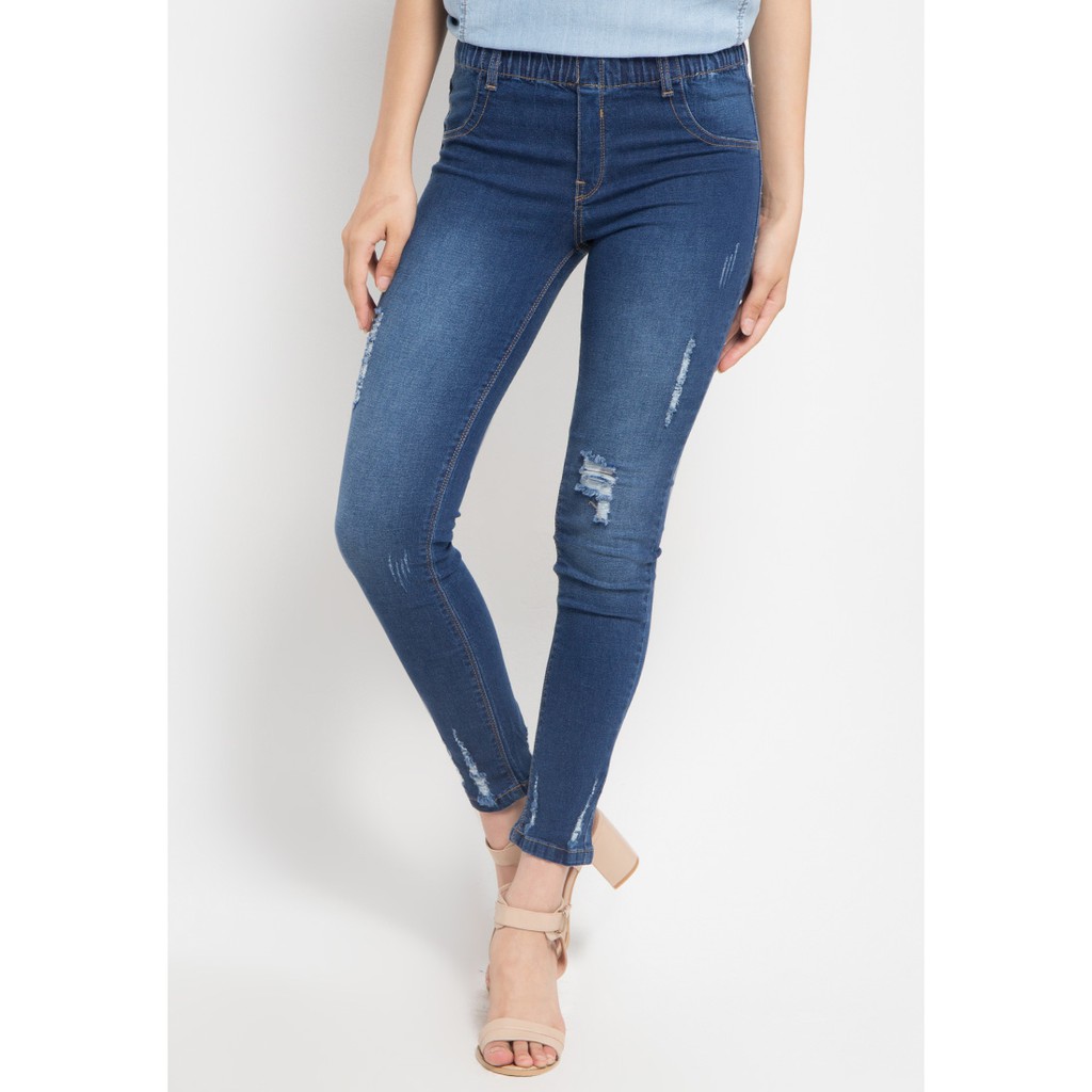Jual Point One SYDNEY Stocking Jeans Dark Blue with Destroy 293761 ...