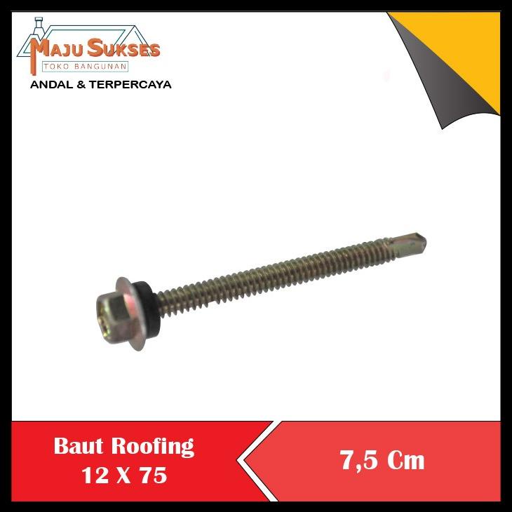 Jual Baut Baja Ringan 12 X 75 (7,5Cm) Baut Roofing 12X75 Sekrup Baja ...