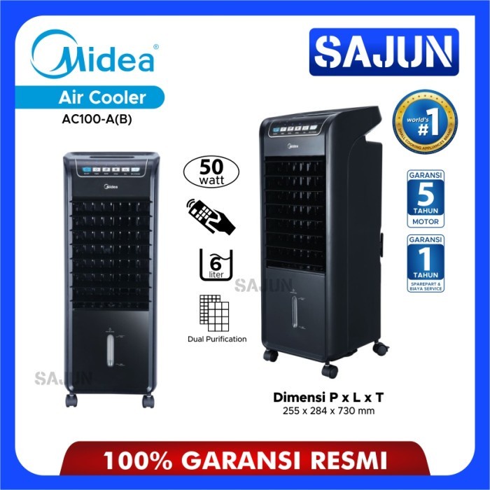 Jual Midea Air Cooler AC-100 A (B) 6 Liter Hitam Penyejuk Ruangan Bonus ...