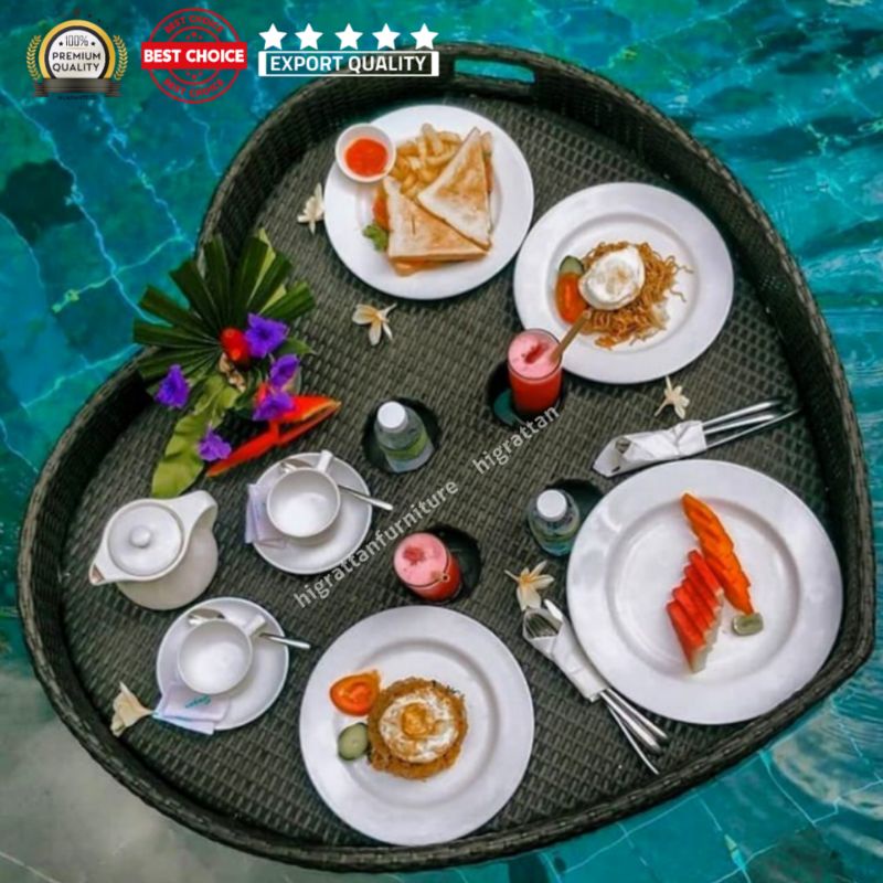 Jual Heart Shaped Floatingtray W/4 Holder Black Floating Breakfast Tray ...