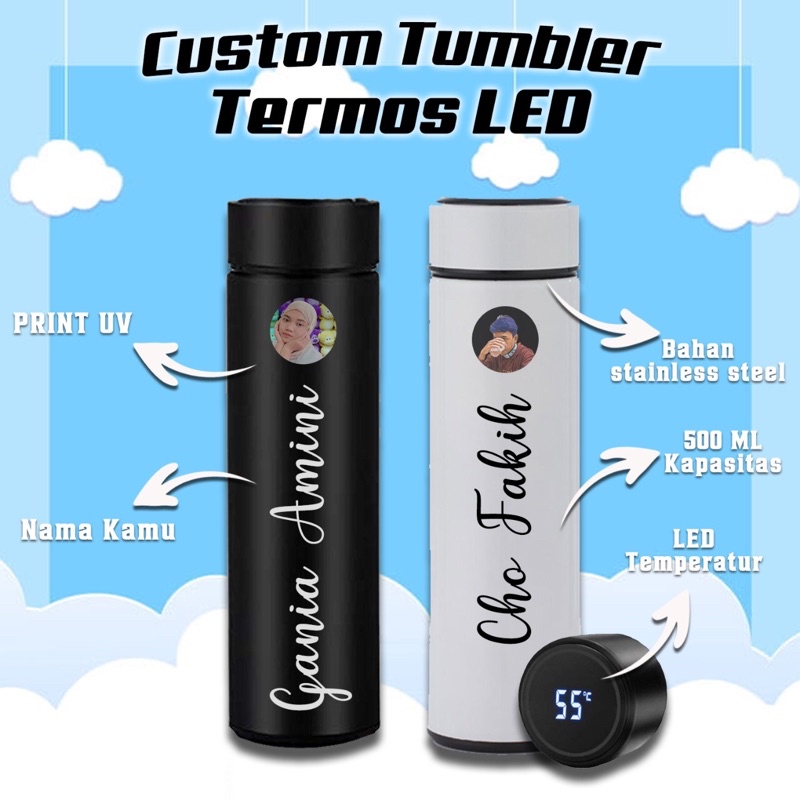 Jual Disimurah Custom Tumbler Termos request Foto Nama Logo Cetakan Uv ...