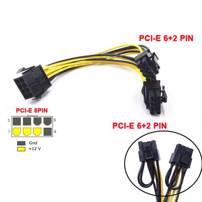 Jual Kabel PCIE 8 PIN To Dual 8 PIN Kabel Power VGA 8 PIN To Dual 8 PIN ...