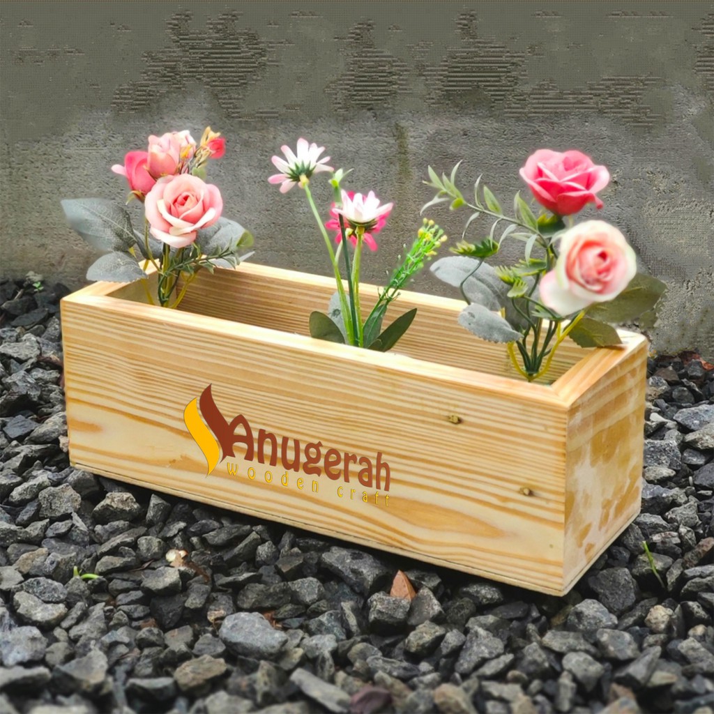 Jual Pot Bunga Kayu Jati Belanda Unik Vintage Motif Serat Kayu ...