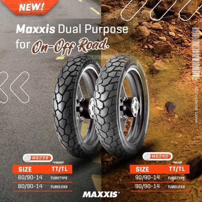 Jual BAN MAXXIS 80/90-14 M6239 40P DUAL PURPOSE ON ROAD DAN OFF ROAD ...