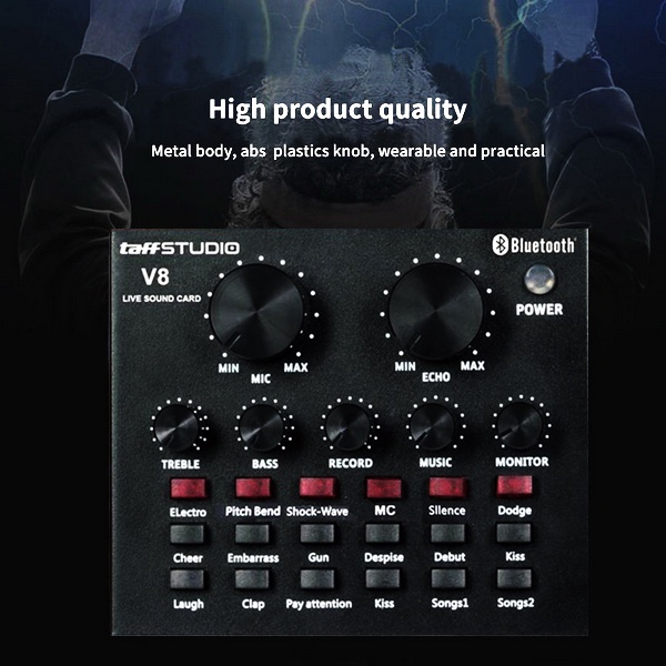 Jual TaffSTUDIO Bluetooth Sound Card Webcast V8 MIXER Audio USB External Live Broadcast ...
