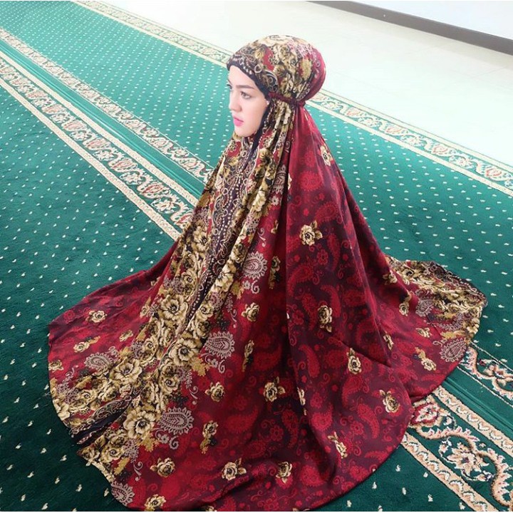 Jual MUKENA TAZBIYA GOLDEN ROSE MAROON / Mukena Tazkia / Mukena Jumbo ...