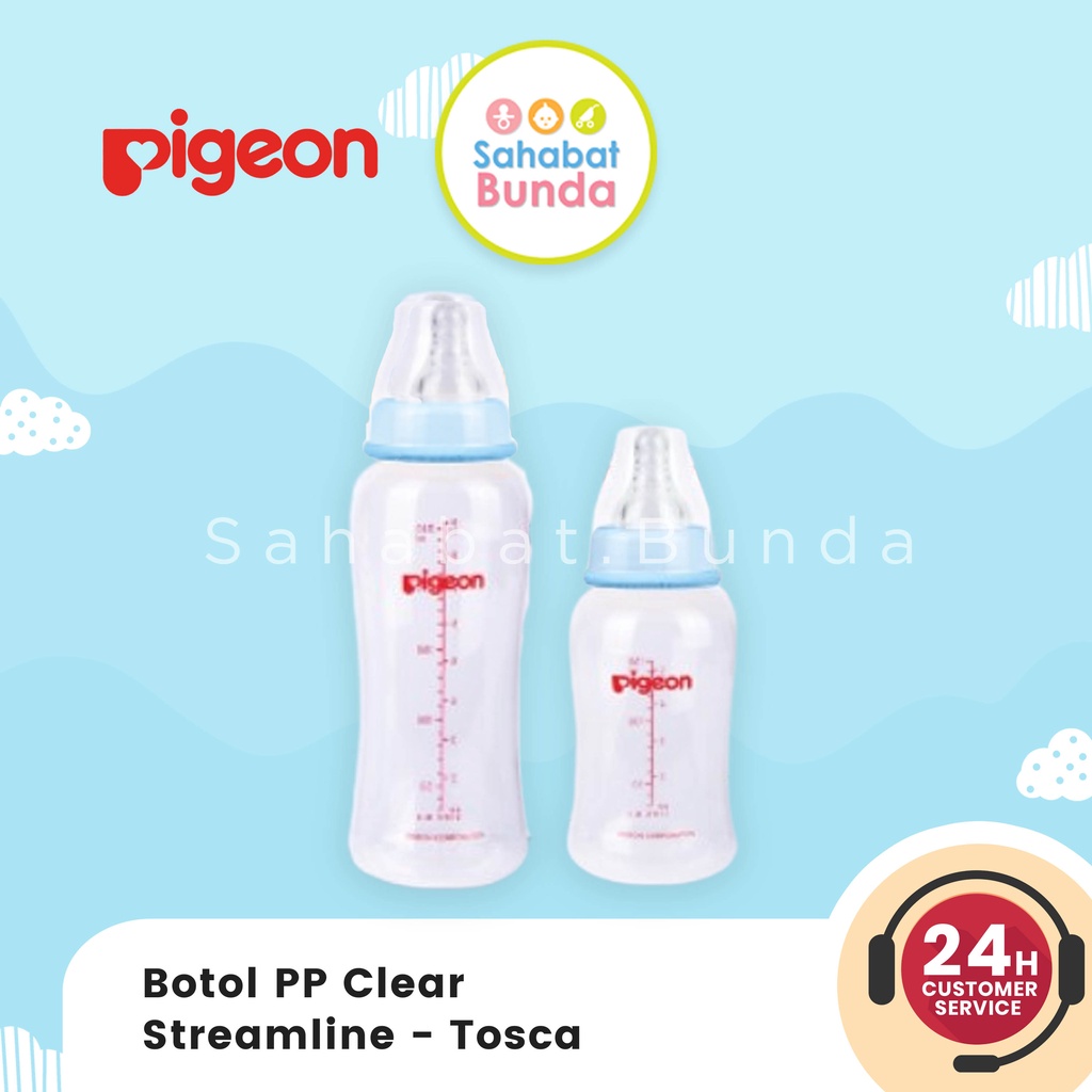 Jual PIGEON Botol Susu Bayi Slim Neck PP Clear Streamline Stream Line 150ml 250ml | Shopee Indonesia