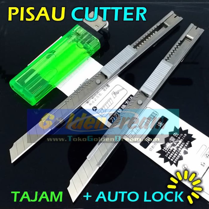 Jual Pisau Cutter Alat Potong Cutting Knife Auto Lock Stainless Besi ...