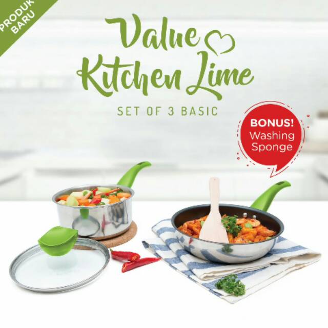 Jual Panci set / Value Kitchen Lime Set of 3 Basic | Shopee Indonesia