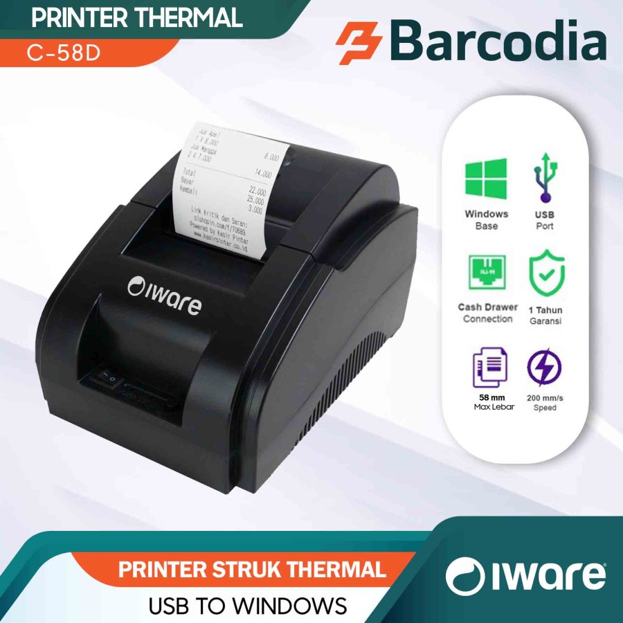 Jual Printer Thermal Kasir 58mm IWARE Z-58D - USB Tanpa Bluetooth ...