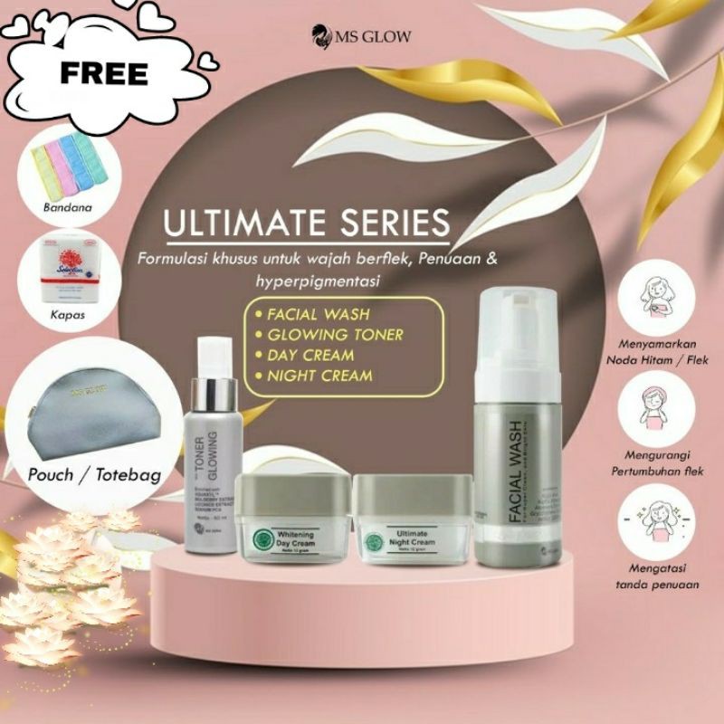 Jual PAKET WAJAH ULTIMATE SERIES MS GLOW // SKINCARE UNTUK FLEKHITAM DAN KERUTAN // ULTIMATE ...