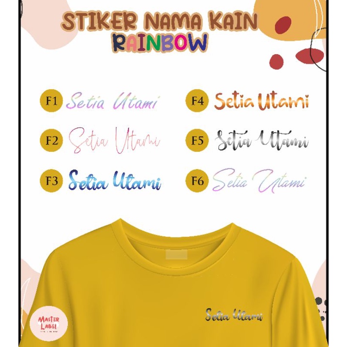 Jual Stiker Nama Kain Custom Hologram Rainbow A4 Label nama kain sablon ...
