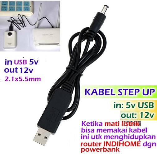 Jual Kabel Step Up USB DC 5v to 12v Power Supply Charger Converter ...