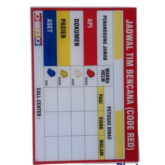 Jual Papan Akrilik Jadwal Tim Bencana, Papan Code Red, Papan Siaga ...