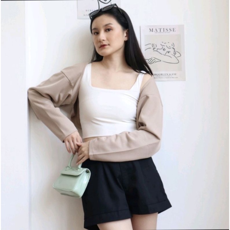 Jual ciella oversized crop outer cardigan by msmo warna beige | Shopee ...