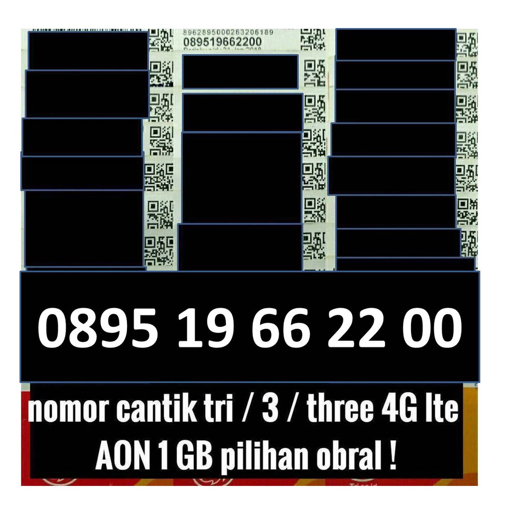 Jual nomer cantik tri / 3 / three aon 4G ready kartu perdana nomer ...