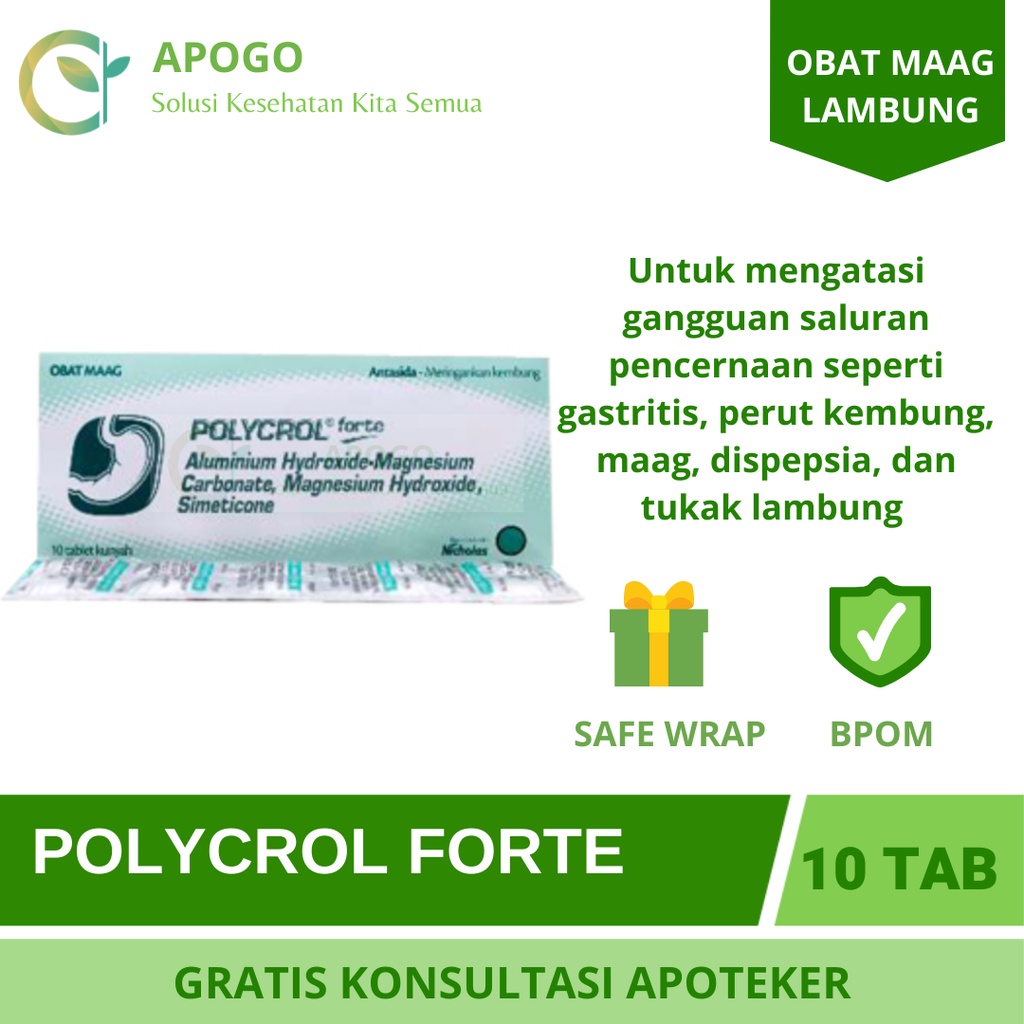 Jual POLYCROL FORTE OBAT MAAG LAMBUNG 1 STRIP ISI 10 TABLET | Shopee ...