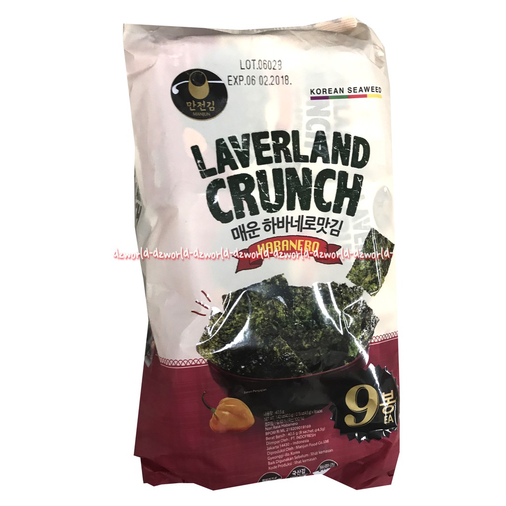 Jual Laverland Habanero isi 9 bungkus rumput laut cemilan enak dengan ...