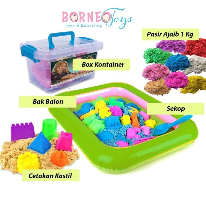 Jual MAINAN ANAK MAGIC SAND PASIR AJAIB SET KONTAINER DENGAN ALAS BALON ...