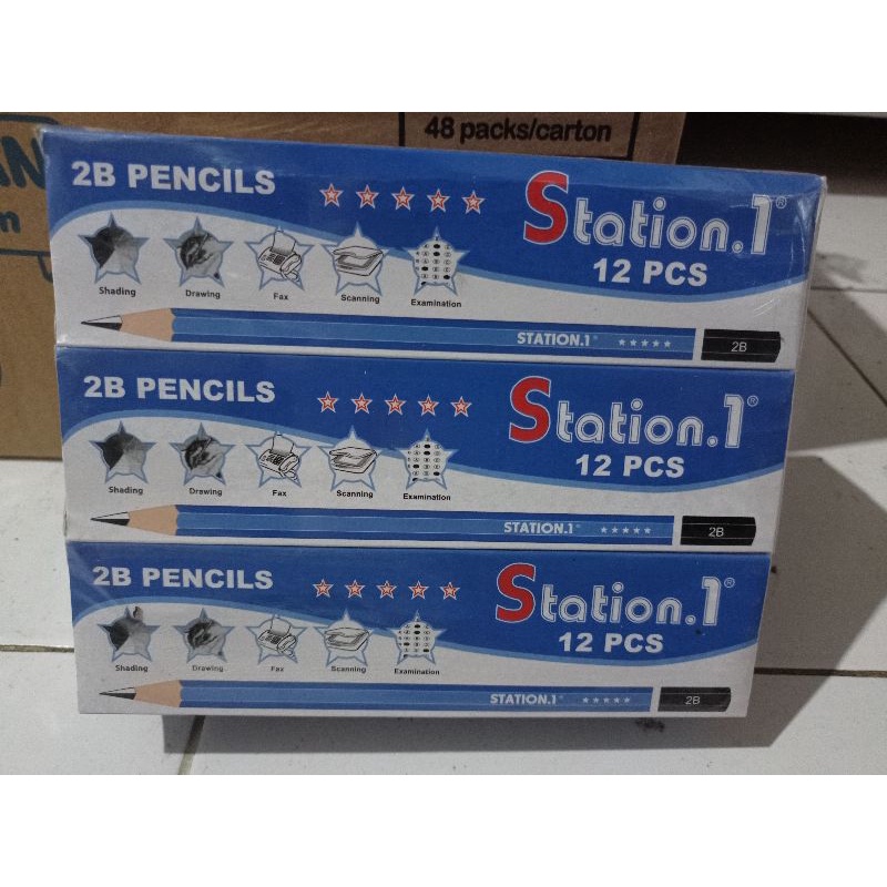 Jual (12pcs) Pensil 2B Station Murah Grosir Pencil For Comp /Alat Tulis ...