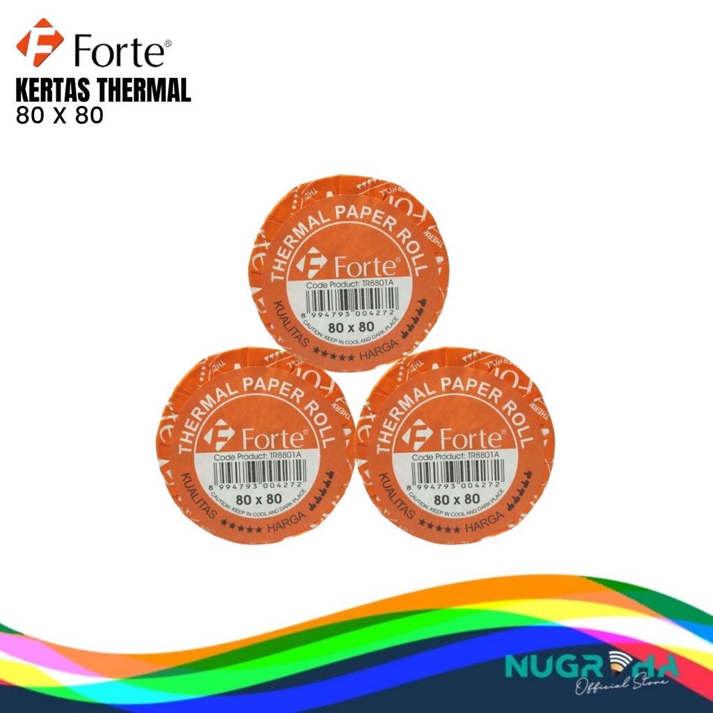 Jual KERTAS THERMAL 80 X 80 FORTE 1 ROLL | Shopee Indonesia