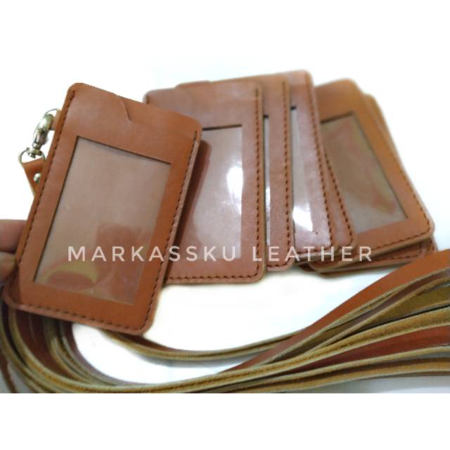 Jual NAME TAG KULIT ID CARD HOLDER KULIT ASLI SAPI FULL UL GANTUNGAN ID ...